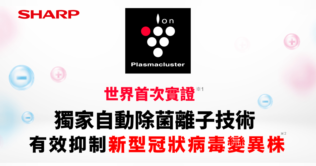 世界首次實證! 夏普獨家自動除菌離子有效抑制新型冠狀病毒「變異株」99.4% | SHARP Taiwan